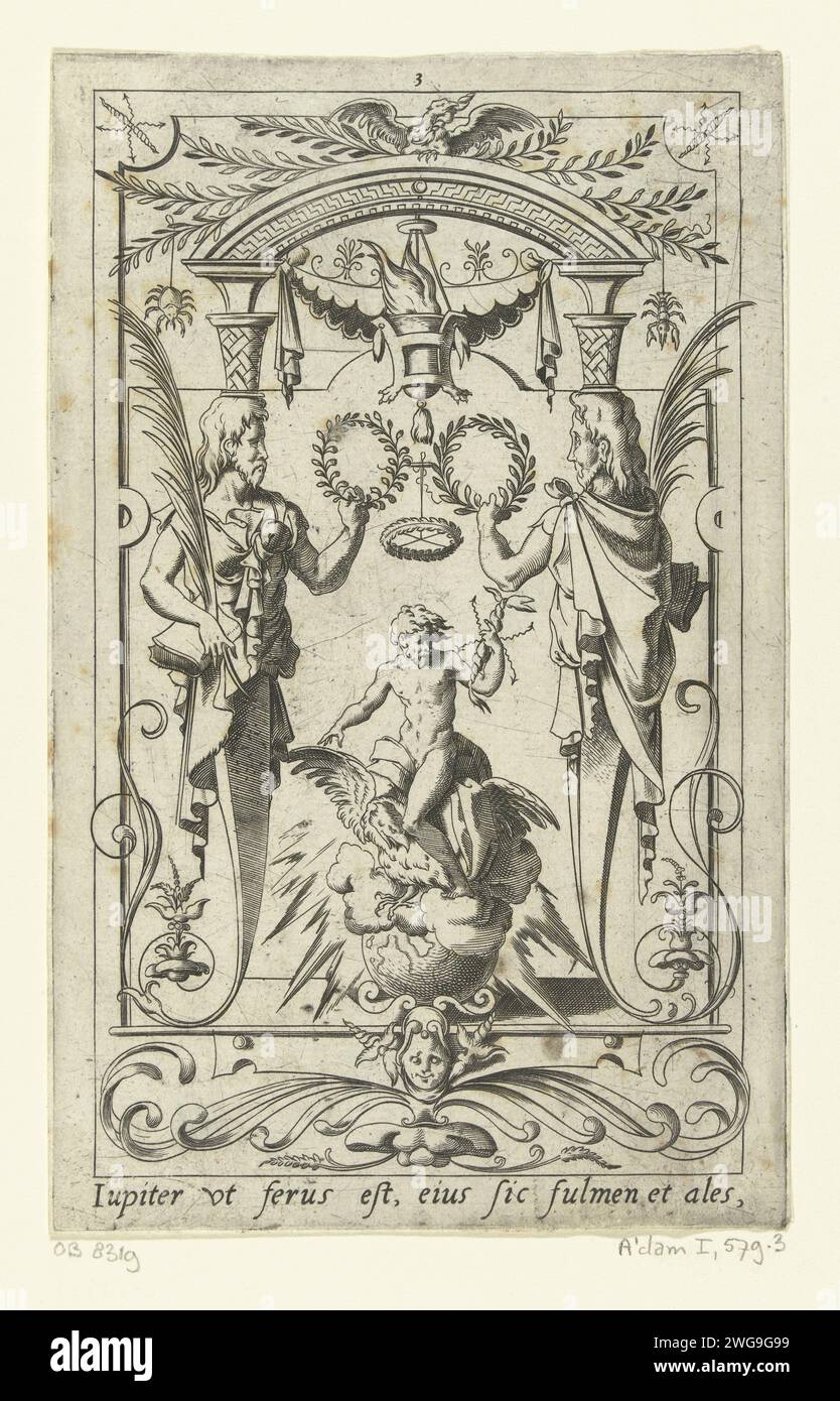 Jupiter, sitting on his eagle with lightning bolts in hand, 1551 - 1580 ...