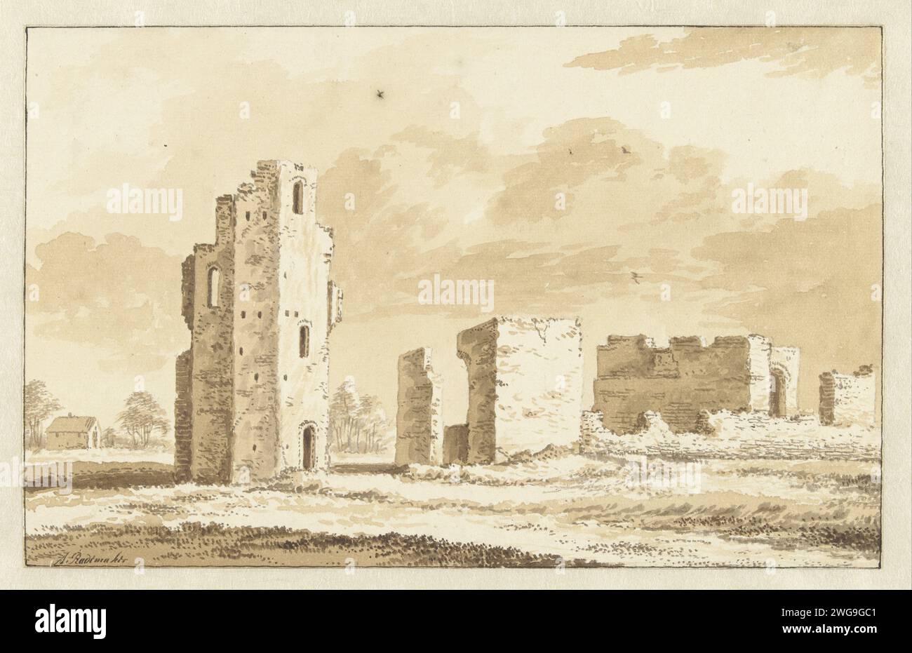 Ruin van het Slot Oostvoorne, Abraham Rademaker, 1685 - 1735 drawing ...