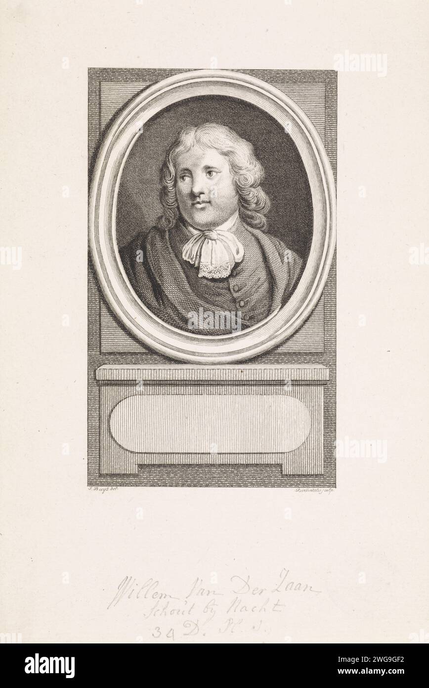 Portrait of Willem van der Zaan, Reinier Vinkeles (I), After Jacobus ...