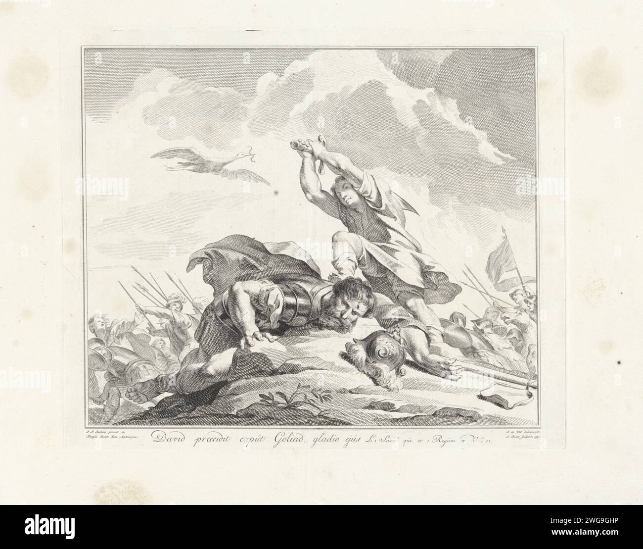 David beheaded Goliat, Jan Punt, after Jacob de Wit, after Peter Paul ...