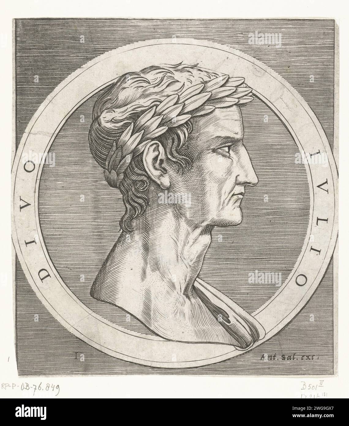 Julius Caesar Laurel Wreath Augustus Caesar: Profile. Drawing, C.