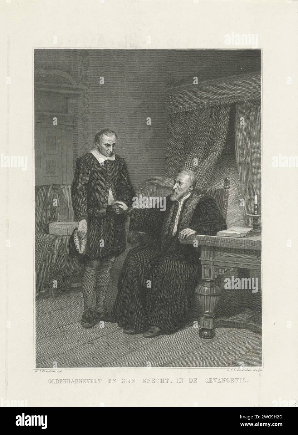 Oldenbarnevelt and his servant Jan Francken in prison The night before ...