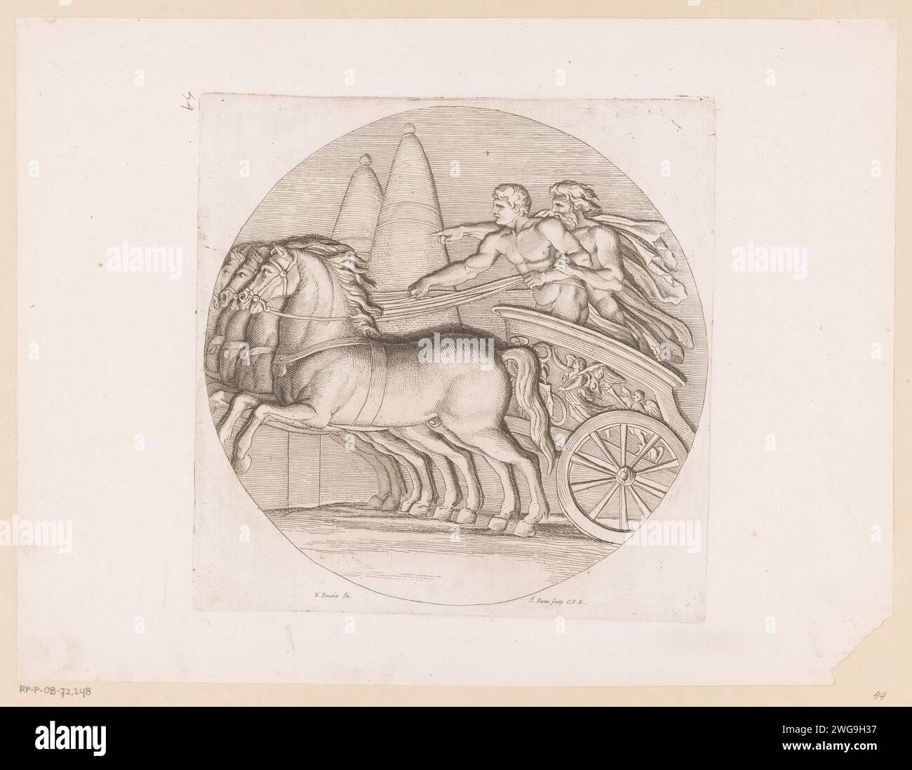 Hercules on chariot with four horses in front, Jean Pesne, After ...