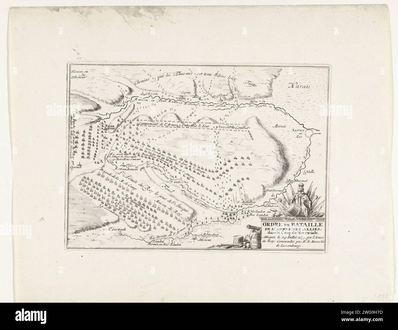 Map of the Battle of Landen, 1693, 1693 print Map of the battle in ...