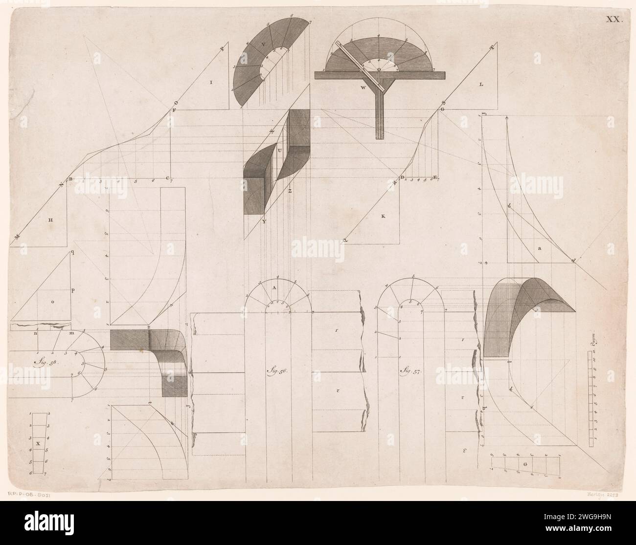 Technical drawings of stairs, Jan Schenk, After Tieleman van der Horst ...