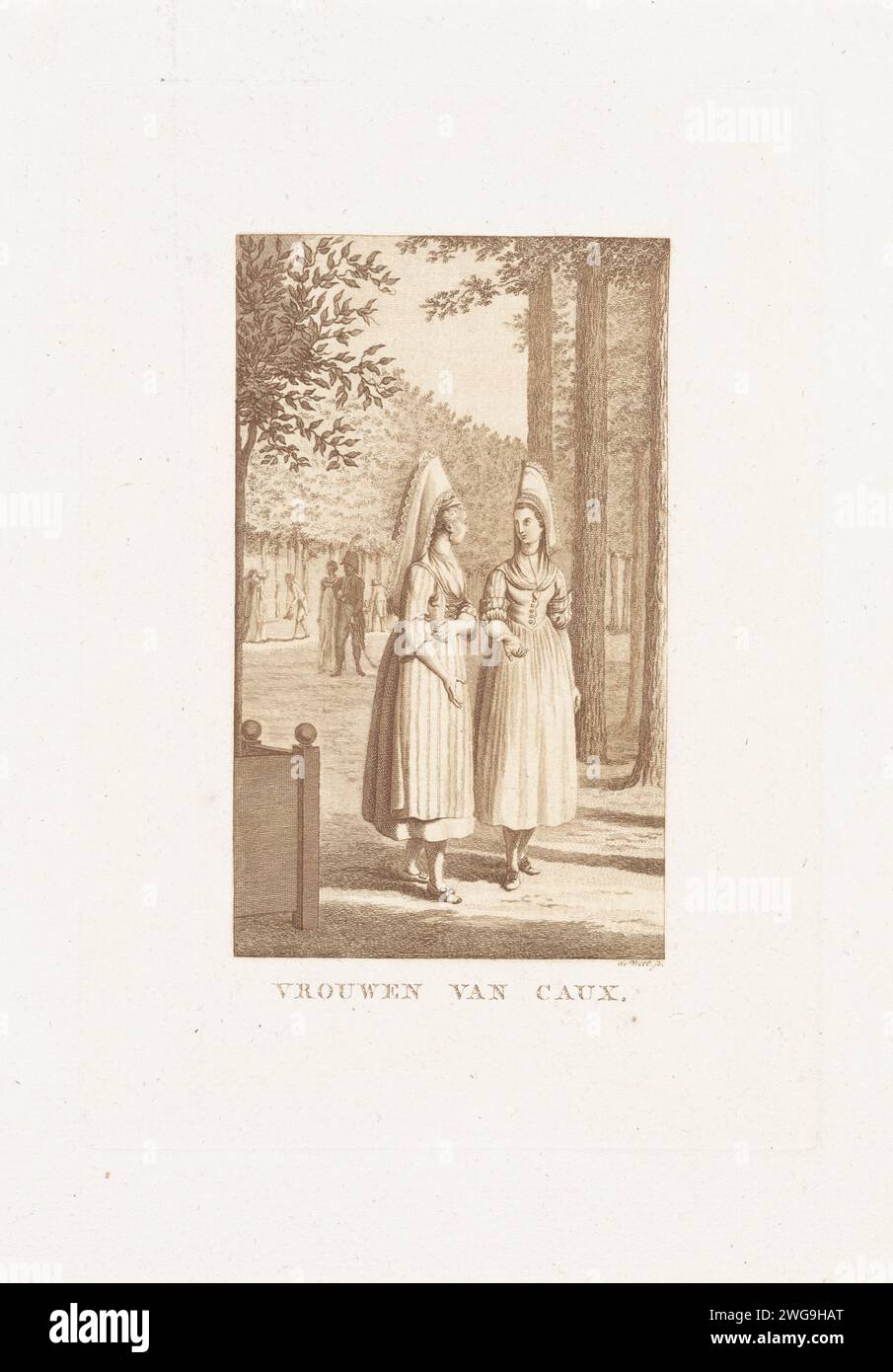 Two women in French costumes, Izaak Jansz. de Wit, 1798 - 1809 print ...