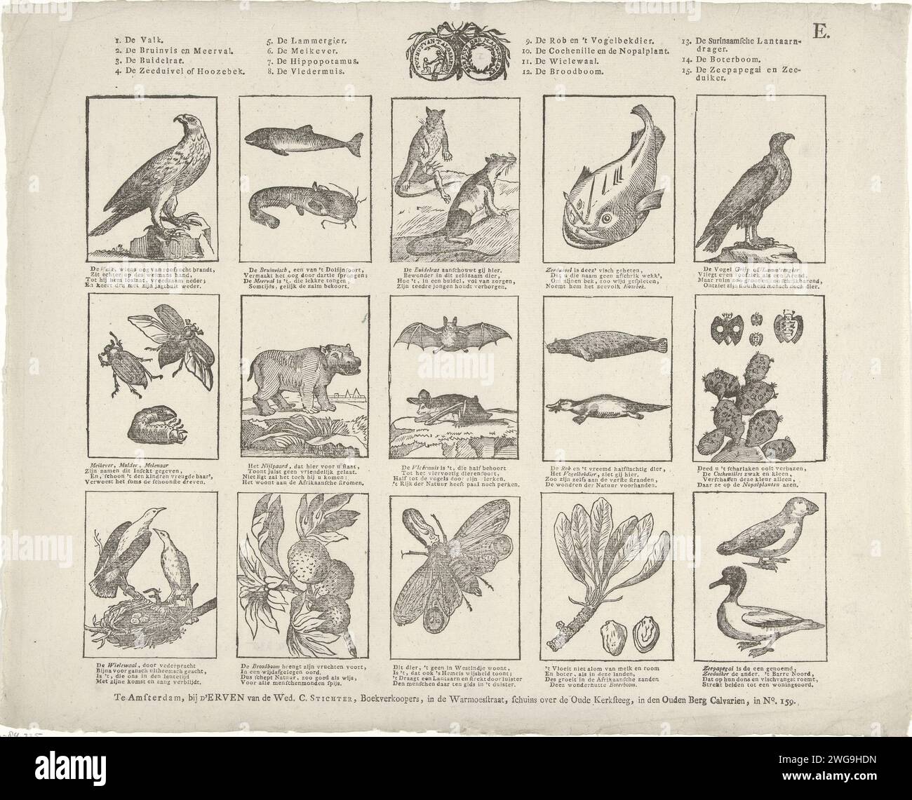 Animals and plants, 1784 - 1813 print Leaf with 15 performances of all ...