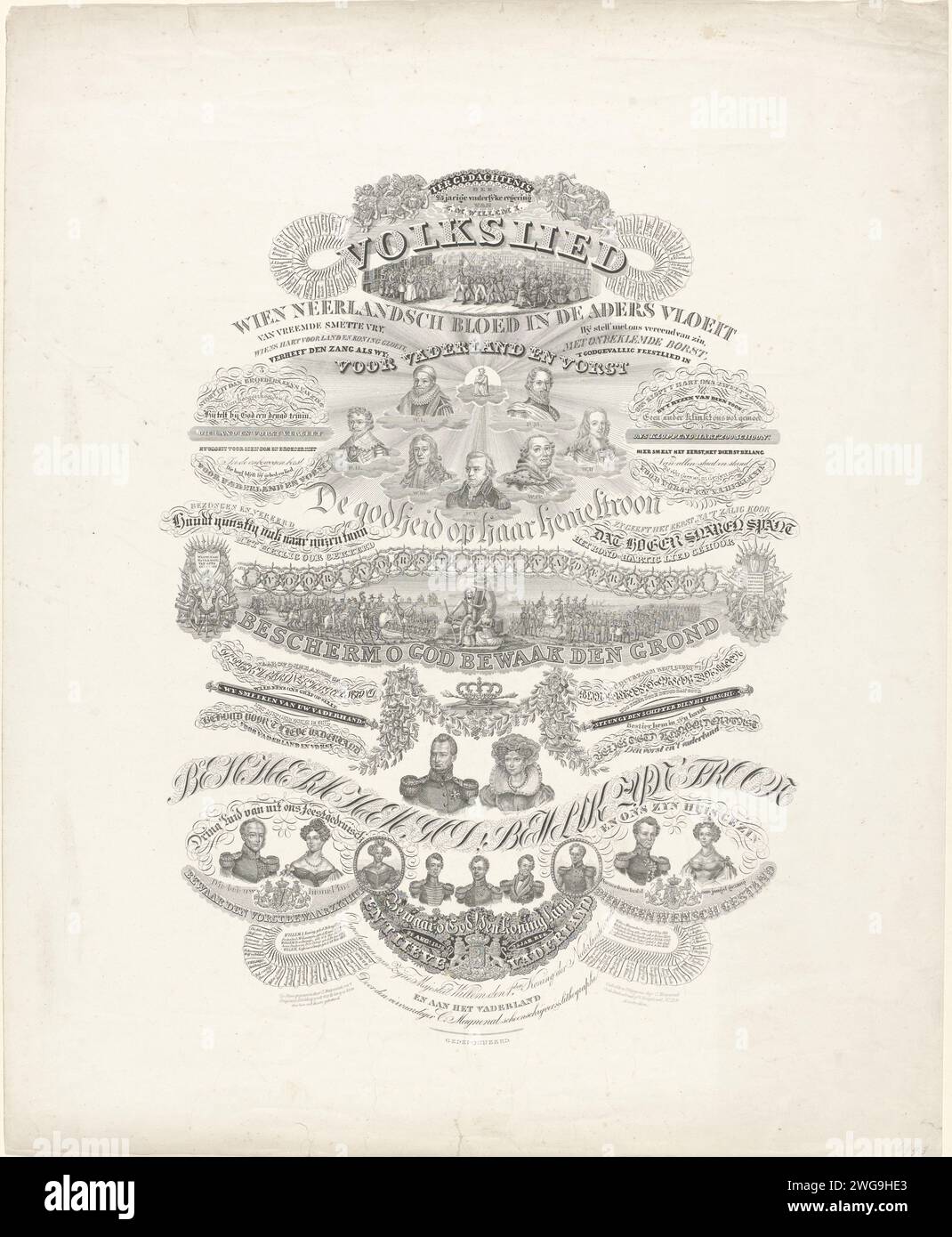 Calligraphy of the song 'Wien Neêrlands Blood' in the twenty -five ...