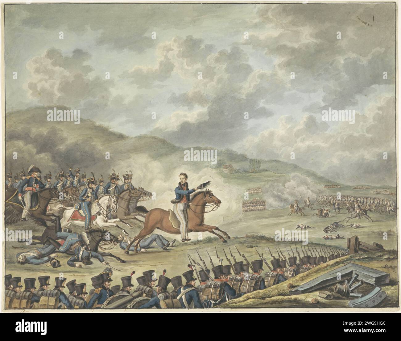 Prince of Orange leads the Dutch troops at Quatre-Bras, 1815, Anonymous ...