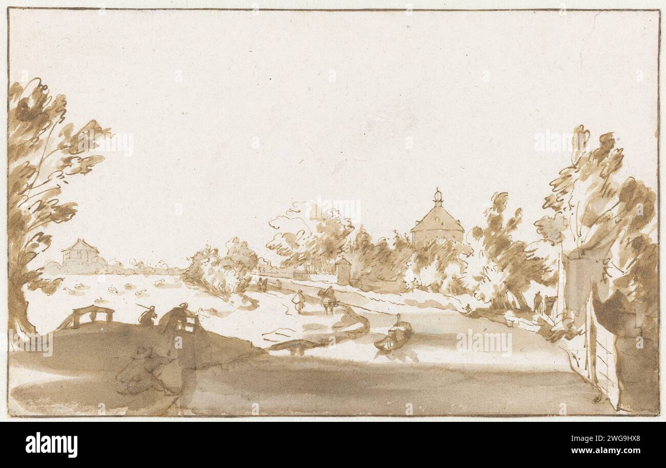 Hofwijck aan de Vliet, Jan de Bisschop, 1648 - 1671 drawing paper. ink ...