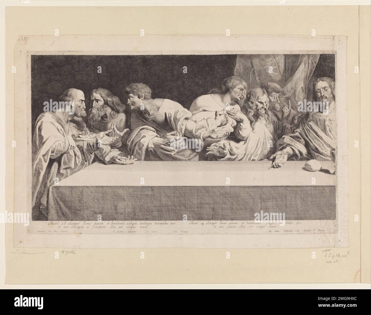 The Last Supper (left half), Pieter Claesz. Soutman, after Leonardo da Vinci, after Peter Paul ...