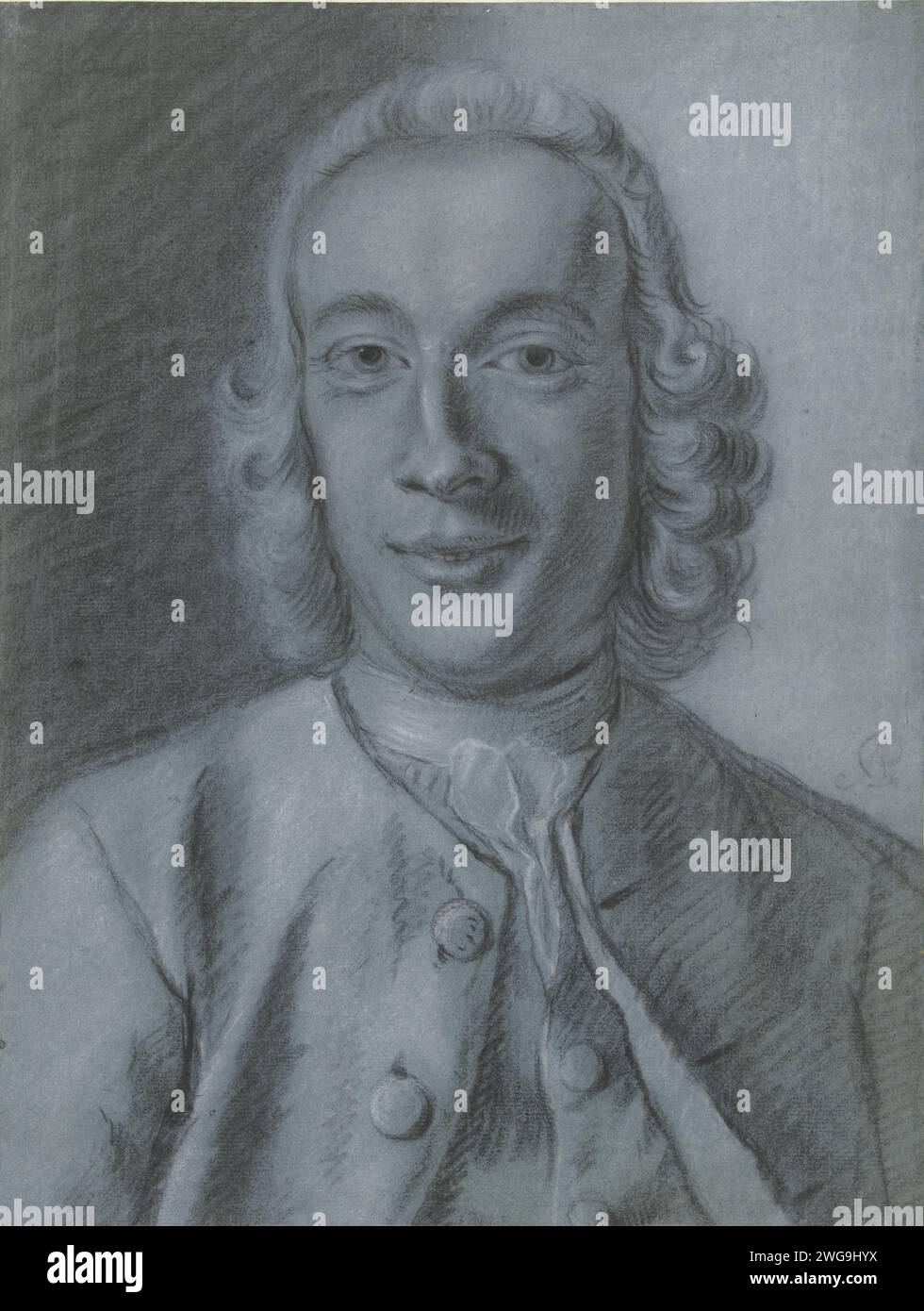 Portrait of an unknown man, Jacob Appel (I), 1690 - 1751 drawing paper ...