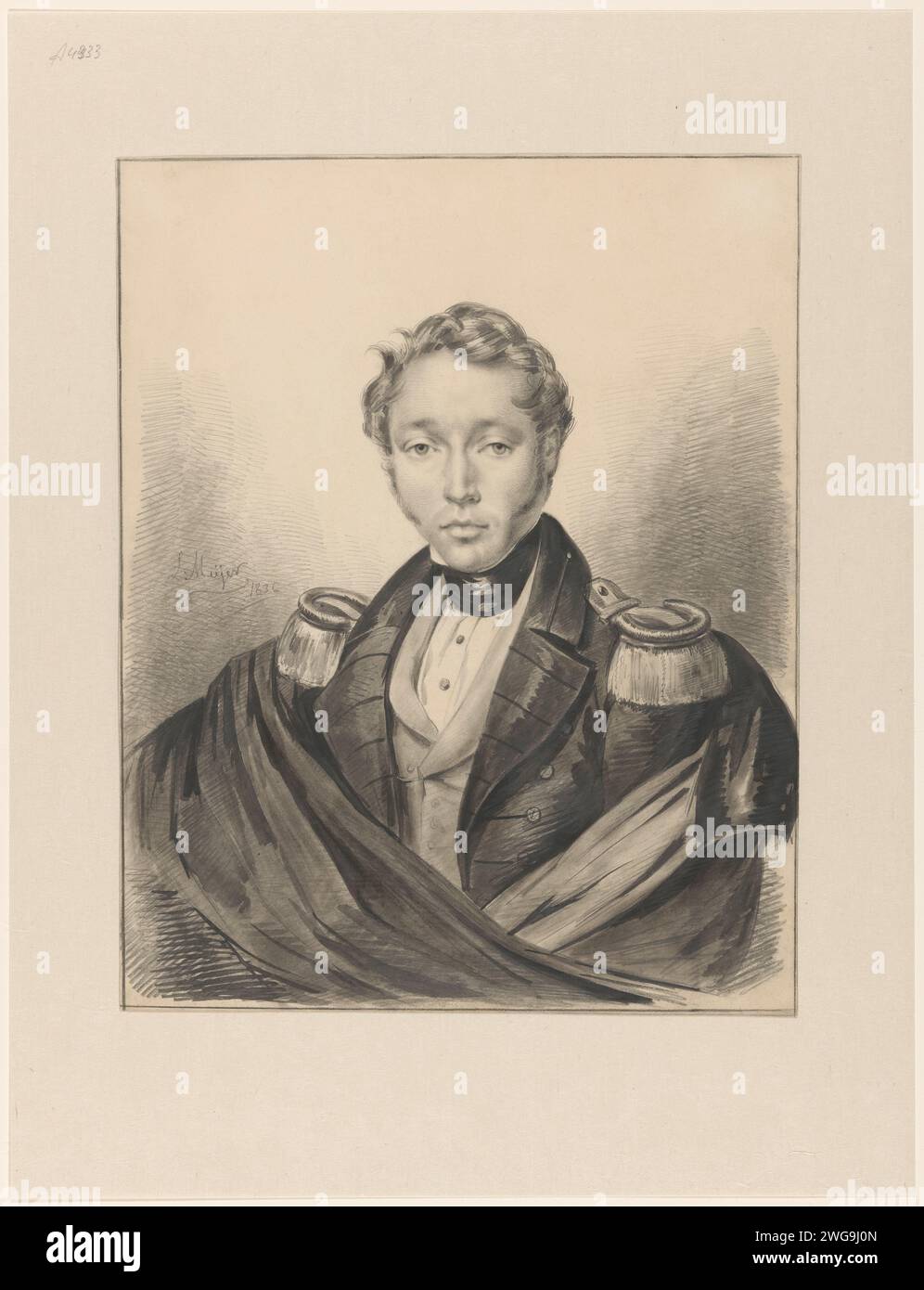 Portrait of Charles Fortuné van der Brugghen, in Uniform, Louis Meijer ...