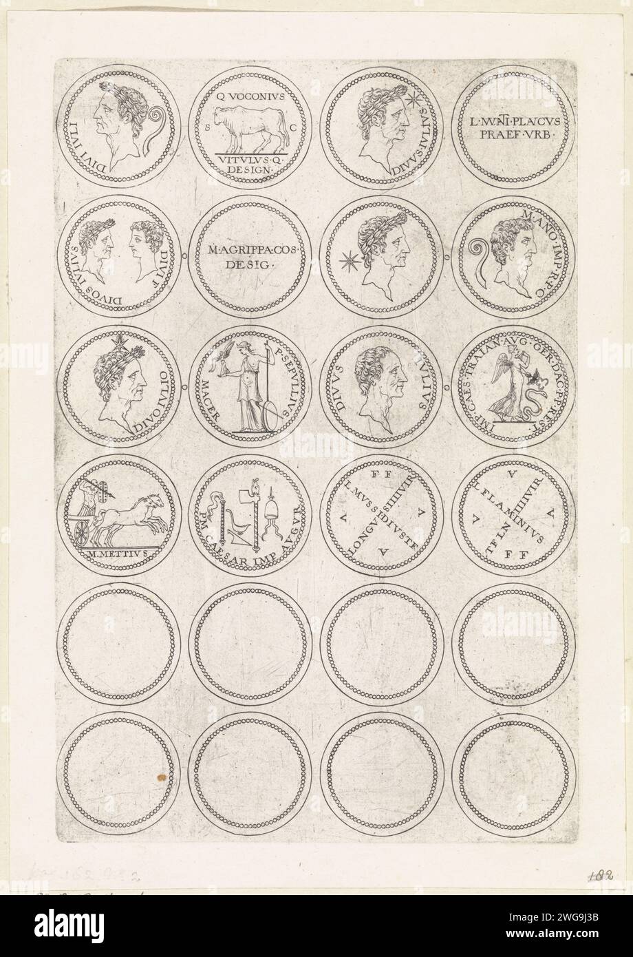 Roman coins of Keizers, Theodoor van Thulden, 1642 print Sixteen Roman ...