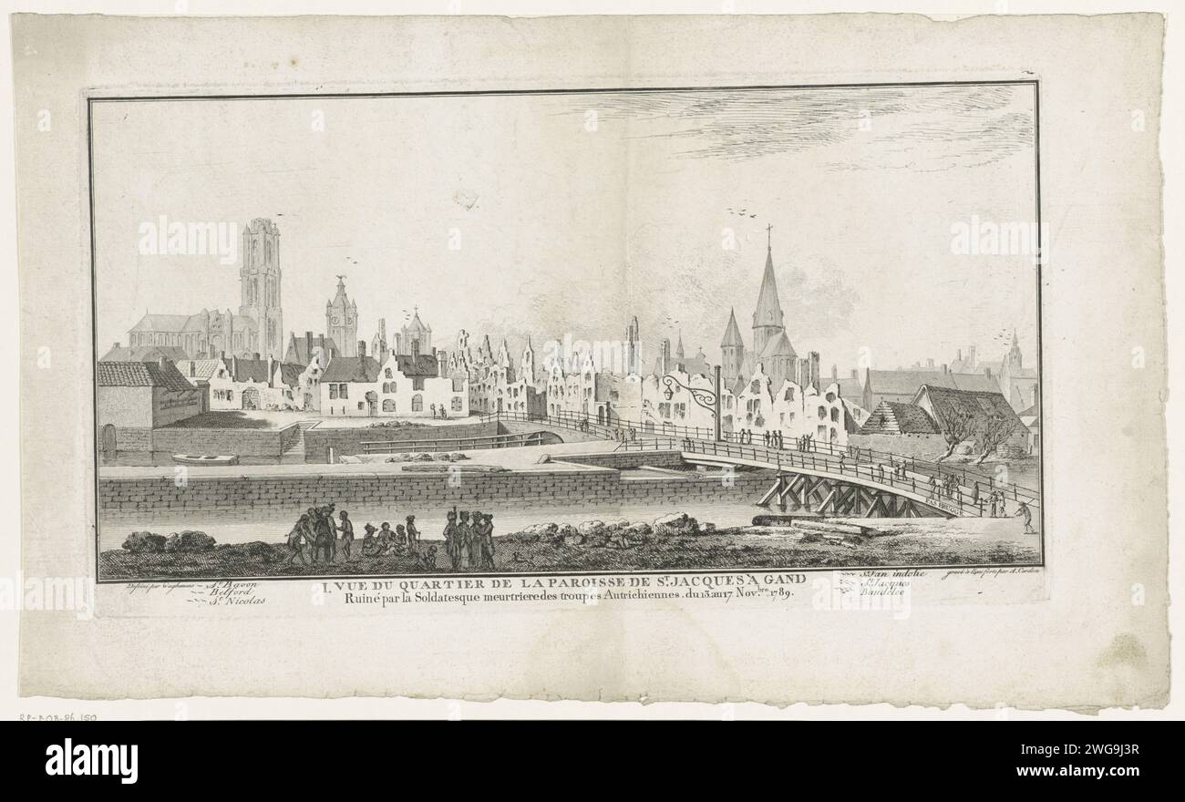 Ruins in Ghent after the mutiny of Austrian troops, 1789, Antoine ...