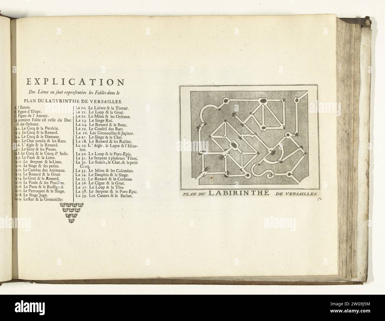 Map of the maze in the gardens of the Palace of Versailles, 1726, 1726 ...