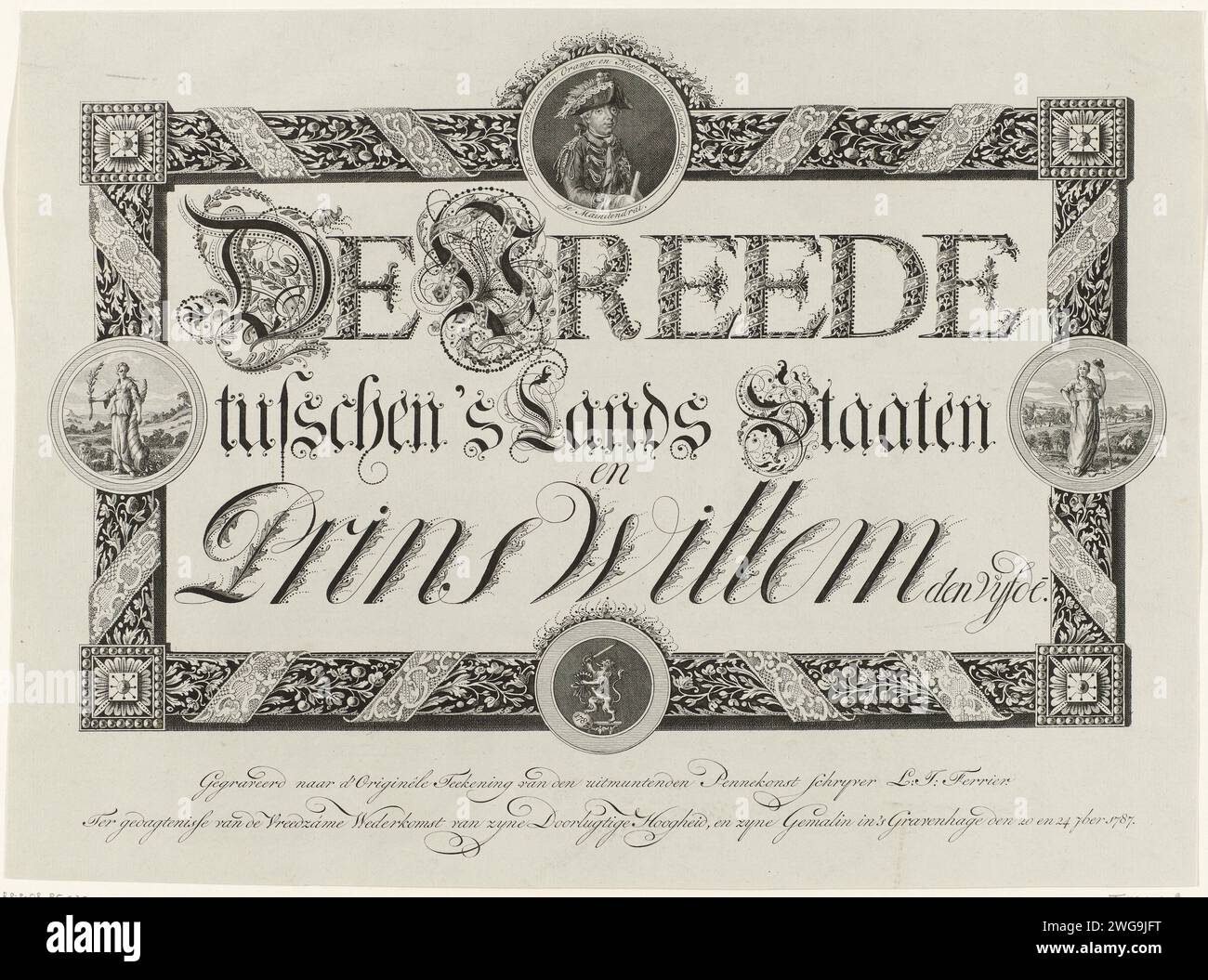 Calligraphy on peace between the States and Prince Willem V, 1787 ...