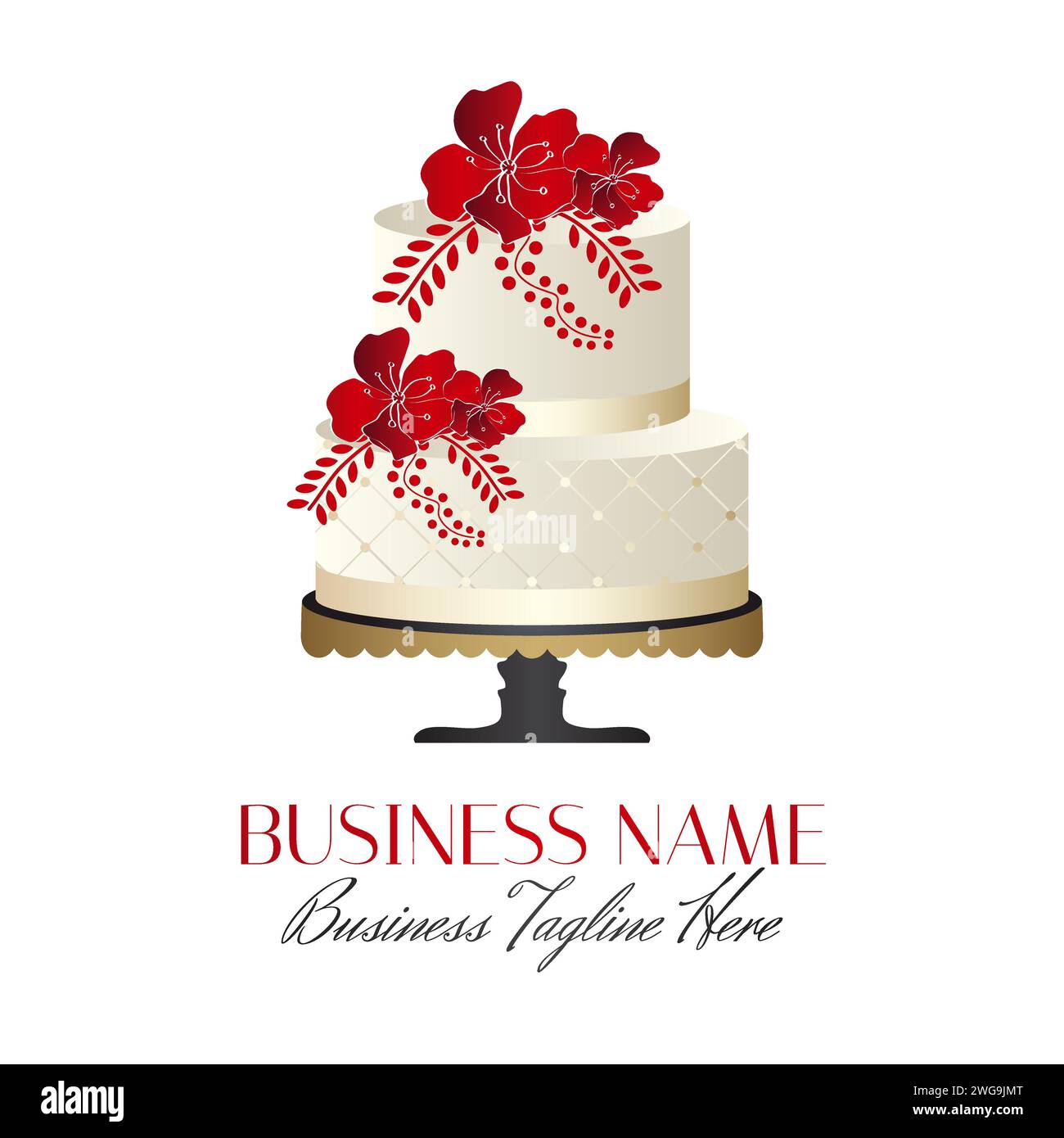 Beige and Red Logo Design with a Cake for Bakery or Confectioner Stock ...