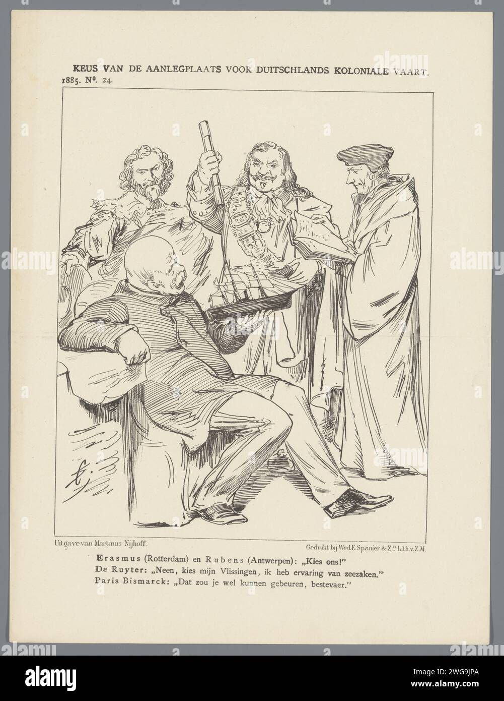 Cartoon with Bismarck and De Ruyter, 1885, 1885 print Cartoon with ...