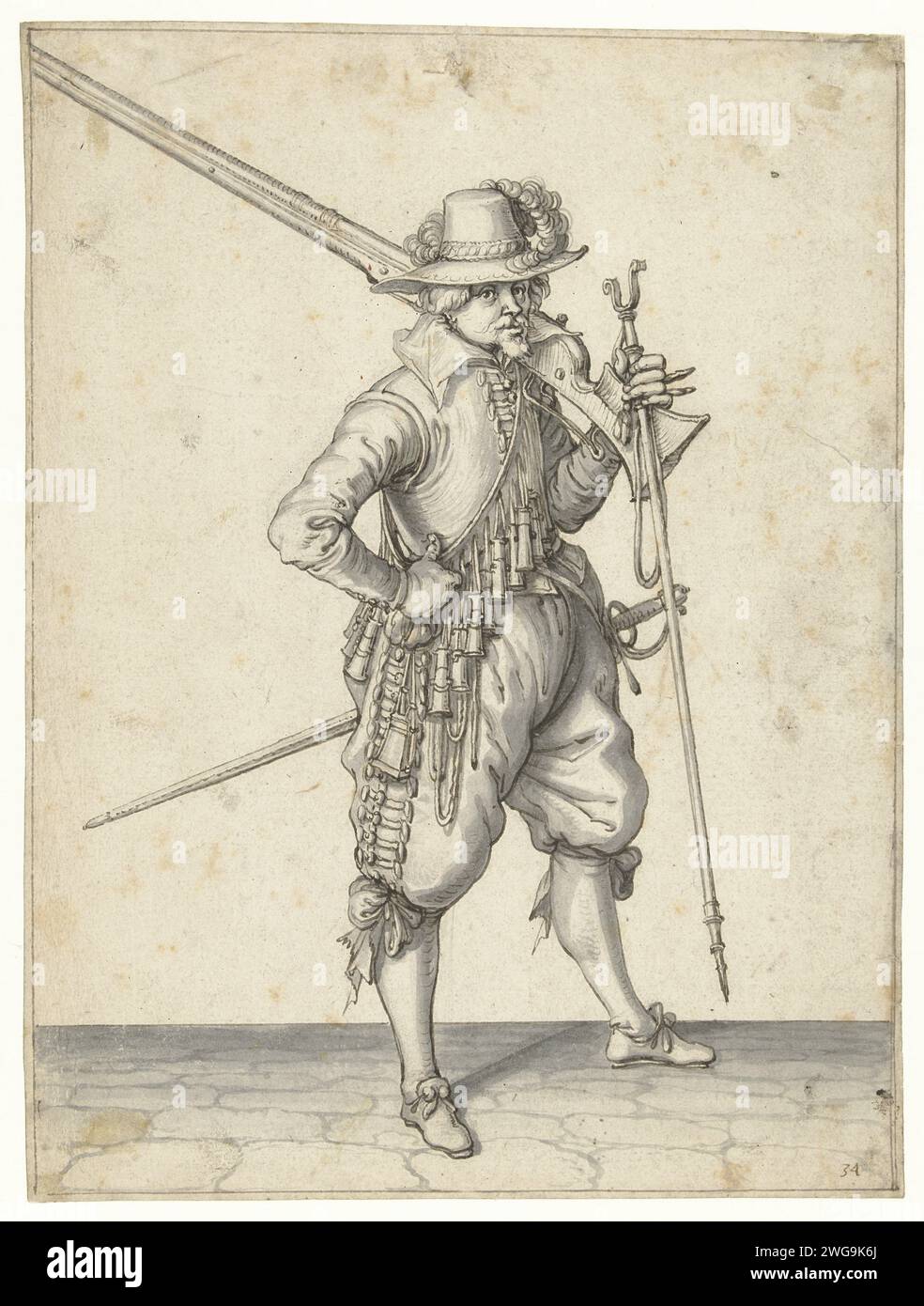 Soldier who wears his musket on his shoulder, Jacques de Gheyn (II ...
