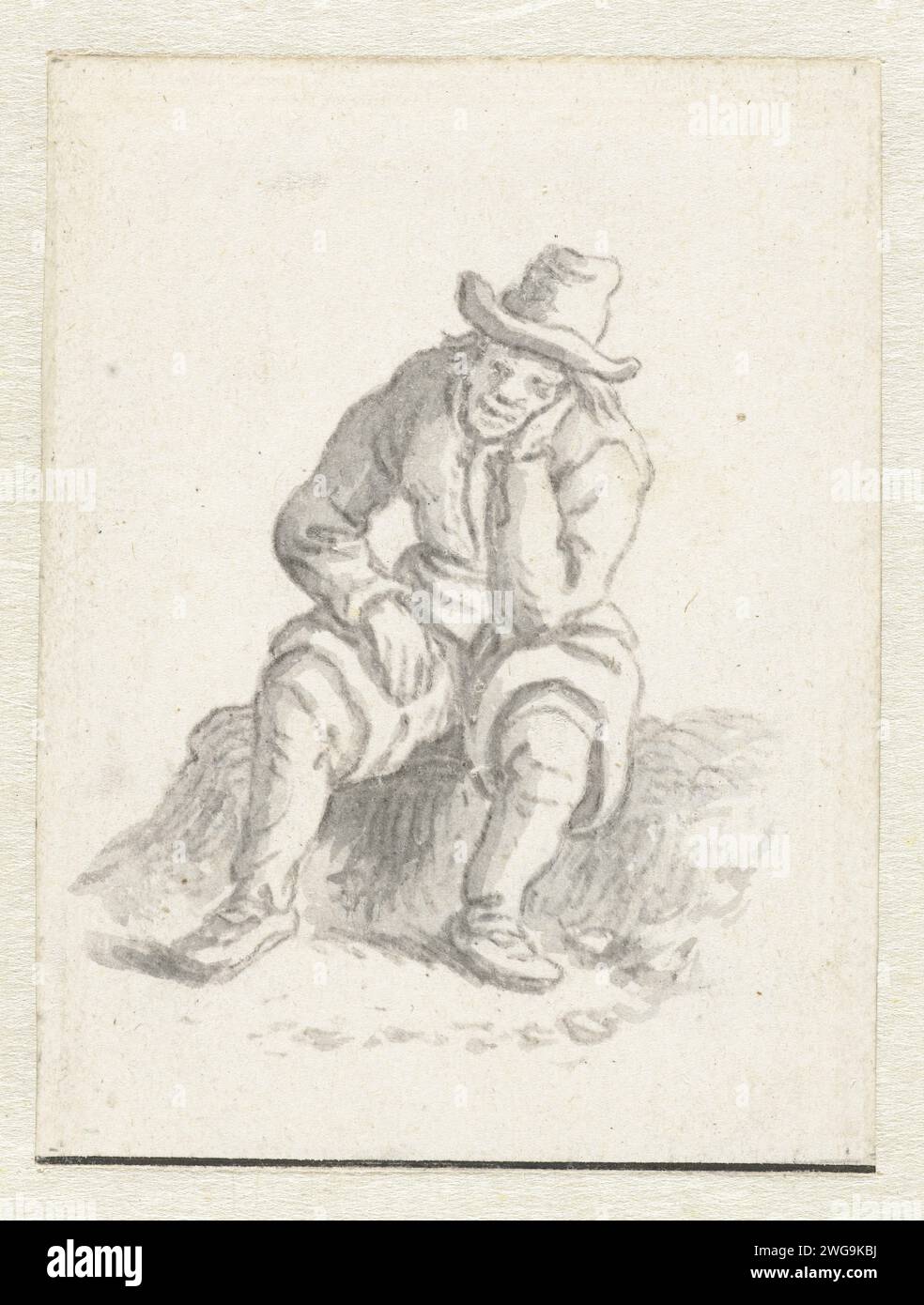 Packed man, herman seldleven, 1619 - 1685 drawing paper. chalk brush ...