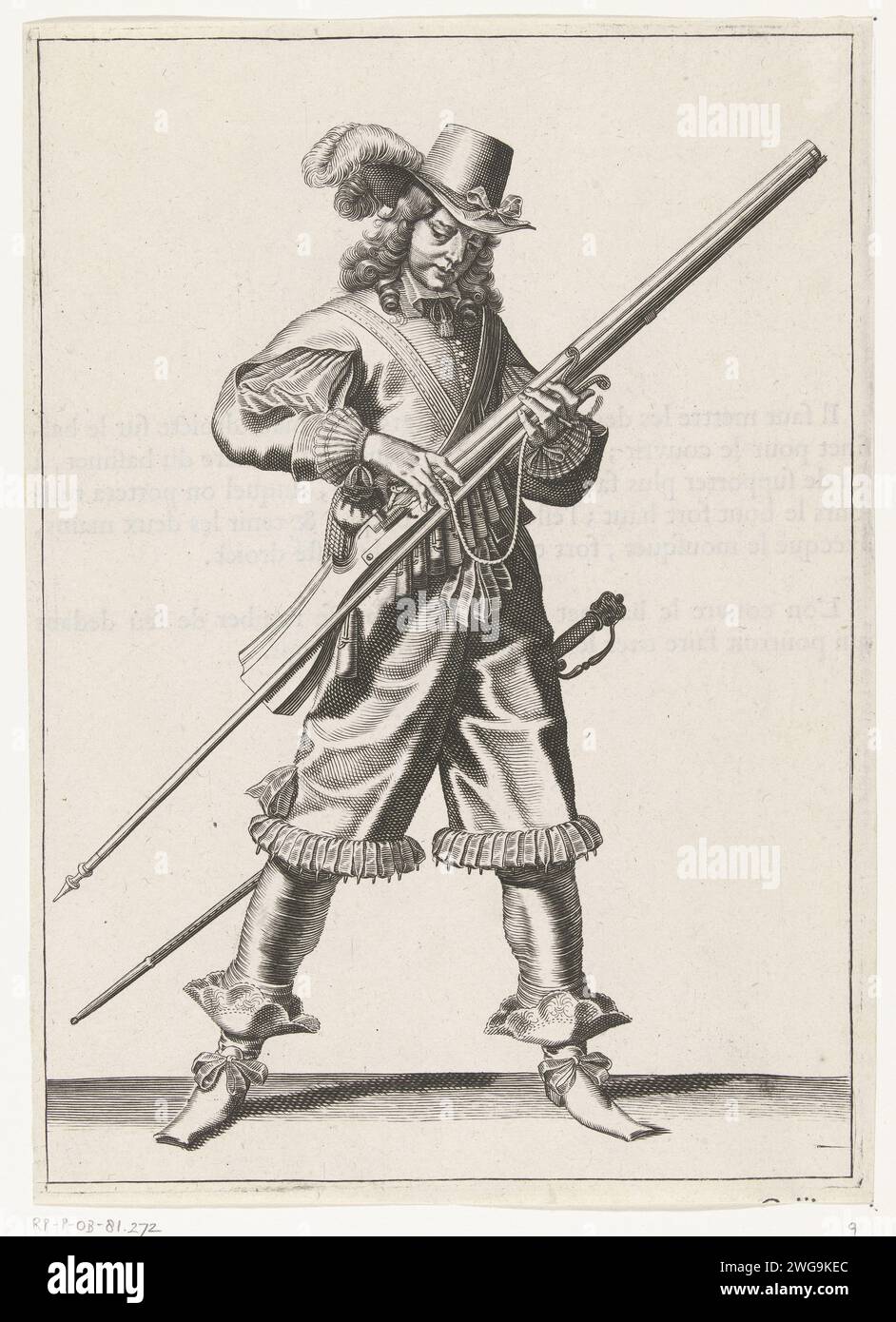 Soldier who gives the wick on the rooster of his musket the right place ...