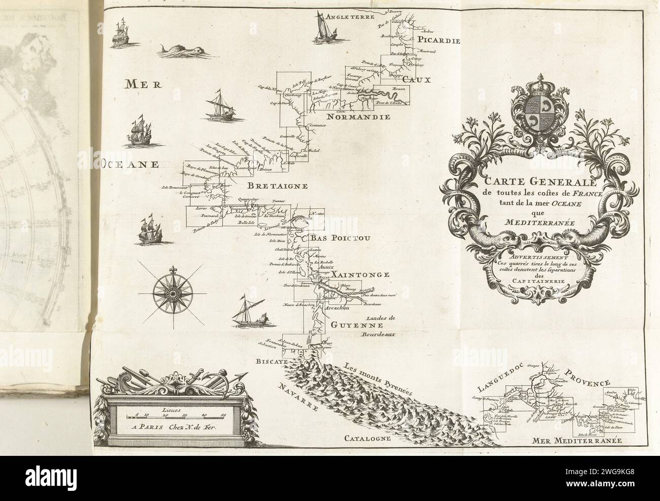 Overview map of the French coasts, ca. 1702, 1702 - 1703 print Overview ...