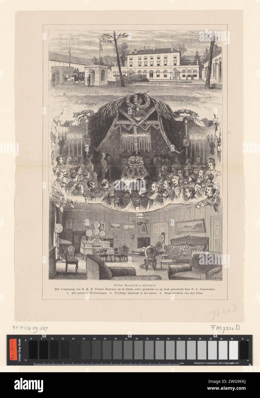 Palace in Wolferdingen where Prince Hendrik died, 1879, 1879 print Leaf ...