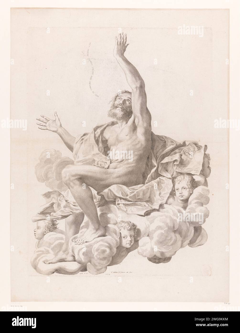 H. Paulus on cloud surrounded by Cherubijnen, Claude Mellan, 1674 print ...