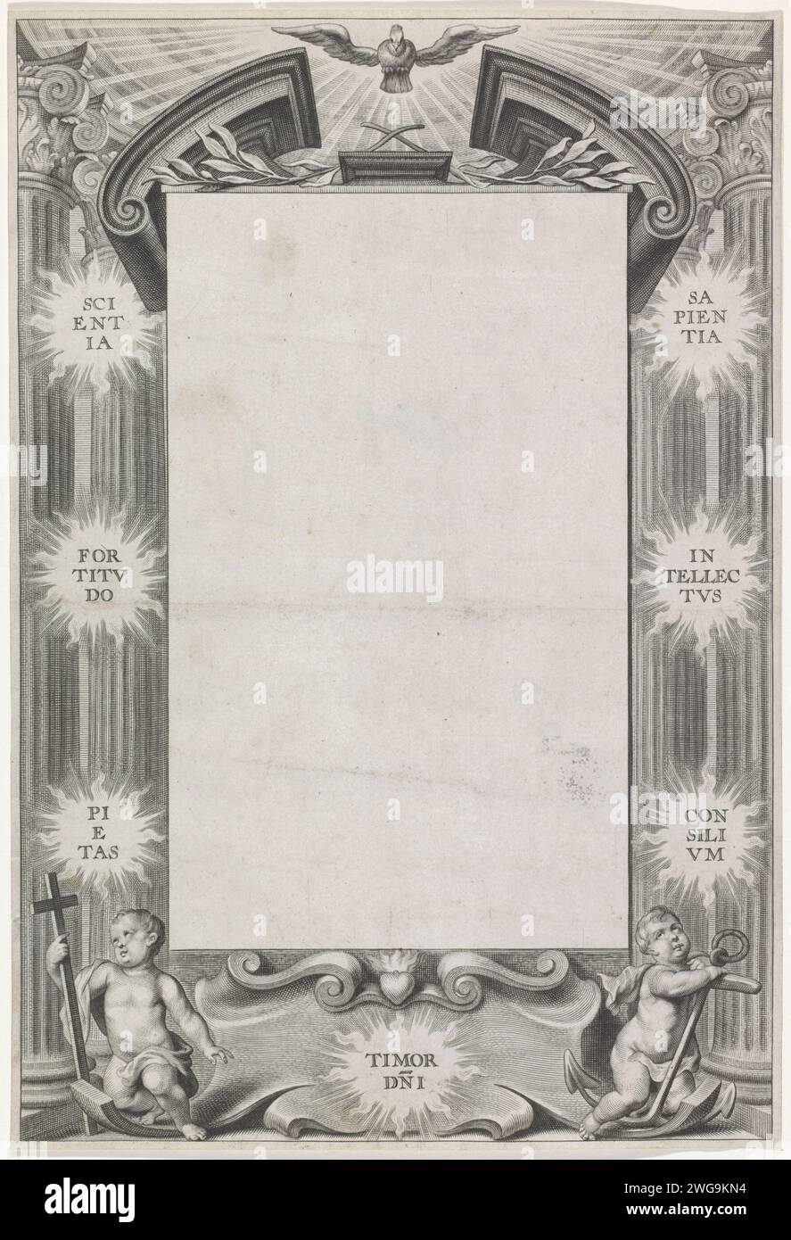Frame with the seven gifts of the Holy Spirit, Anonymous, 1650 - 1750 ...