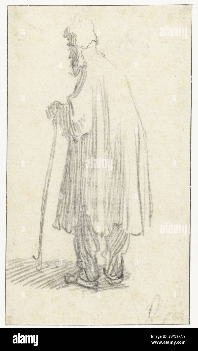 Standing Man with a Stick, Facing Left, Rembrandt van Rijn, c. 1629 - c ...