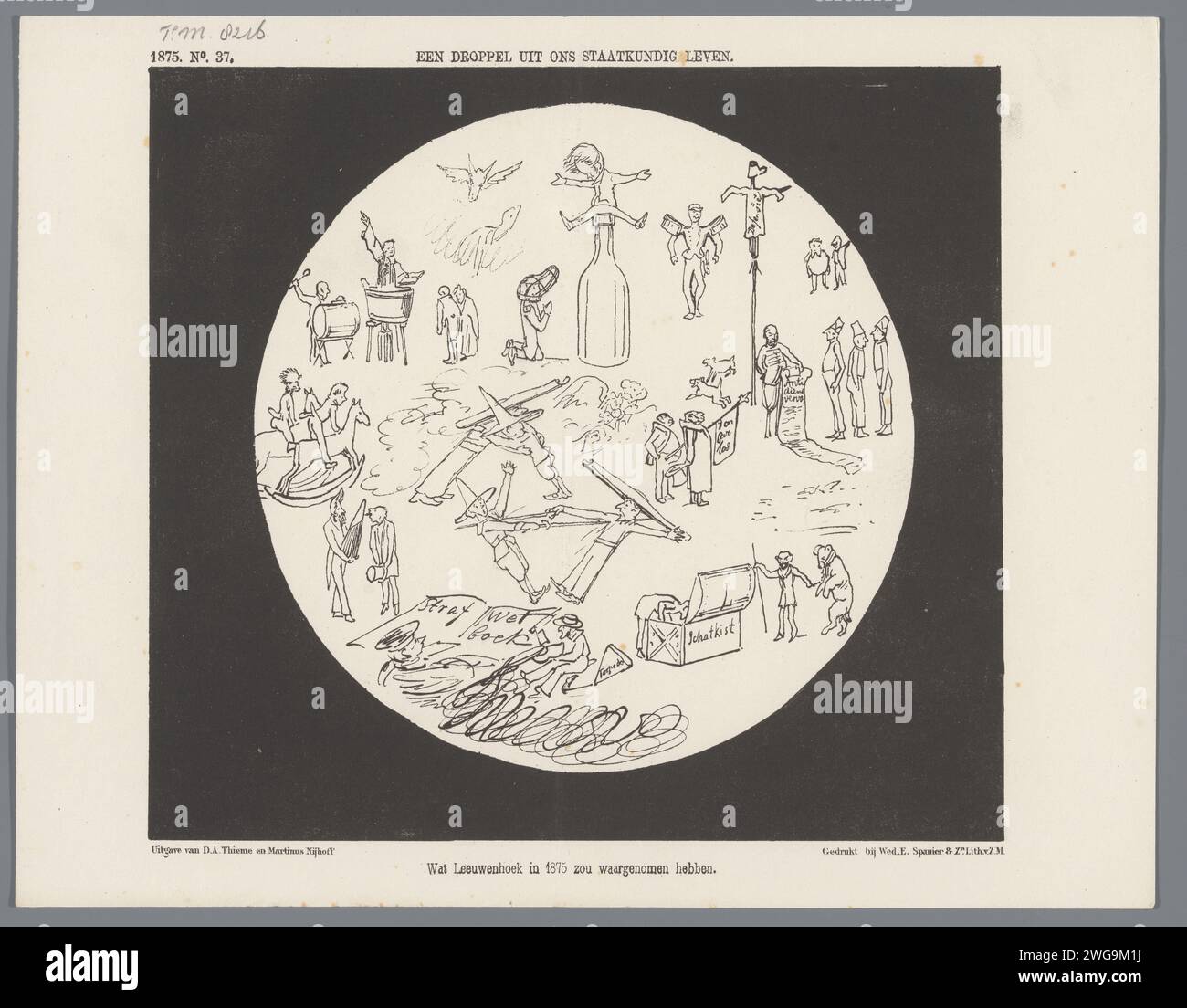 Cartoon on the occasion of the Leeuwenhoek celebration, 1875, 1875 ...