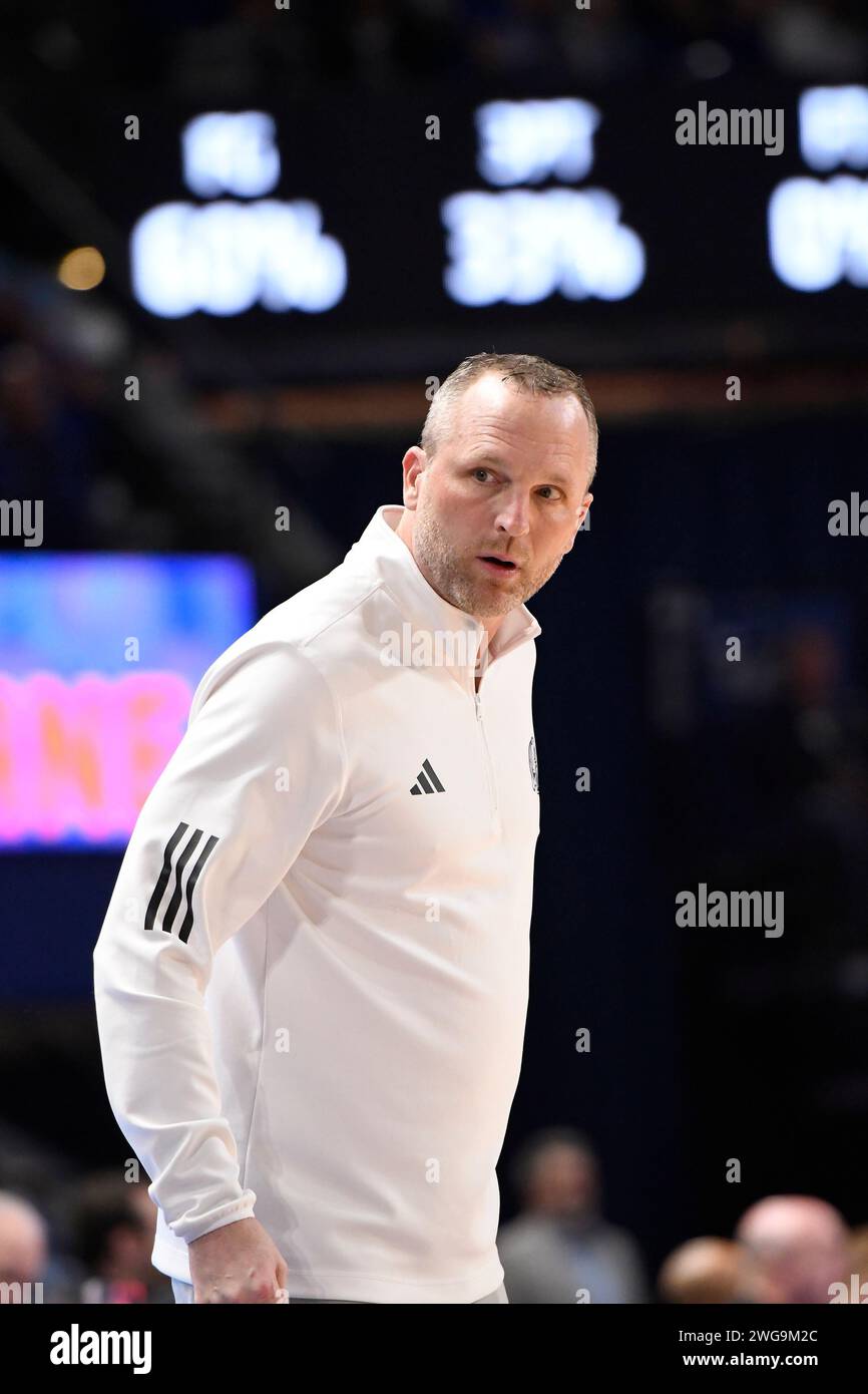 TERRE HAUTE, IN - FEBRUARY 03: Drake Bulldogs Head Coach Darian DeVries ...