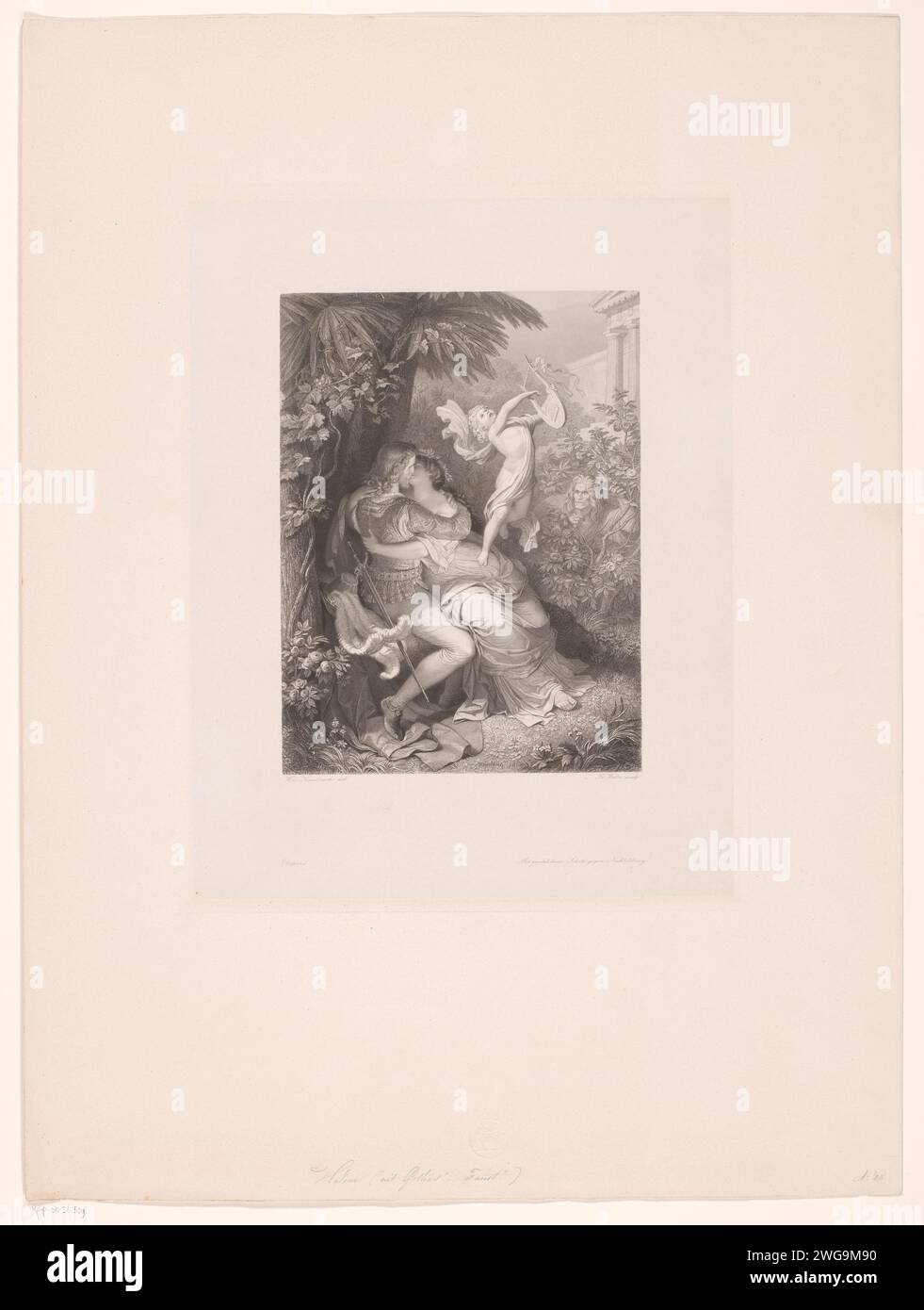 Helena in close hug, is viewed from a rose bush, Friedrich Weber, After ...