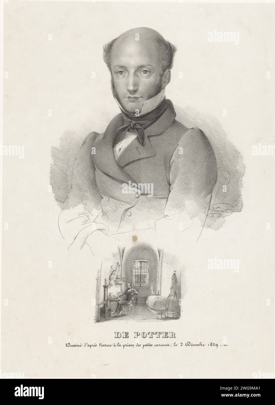 Louis de Potter, 1829, D. Vincent, 1829 - 1830 print Portrait of Louis ...