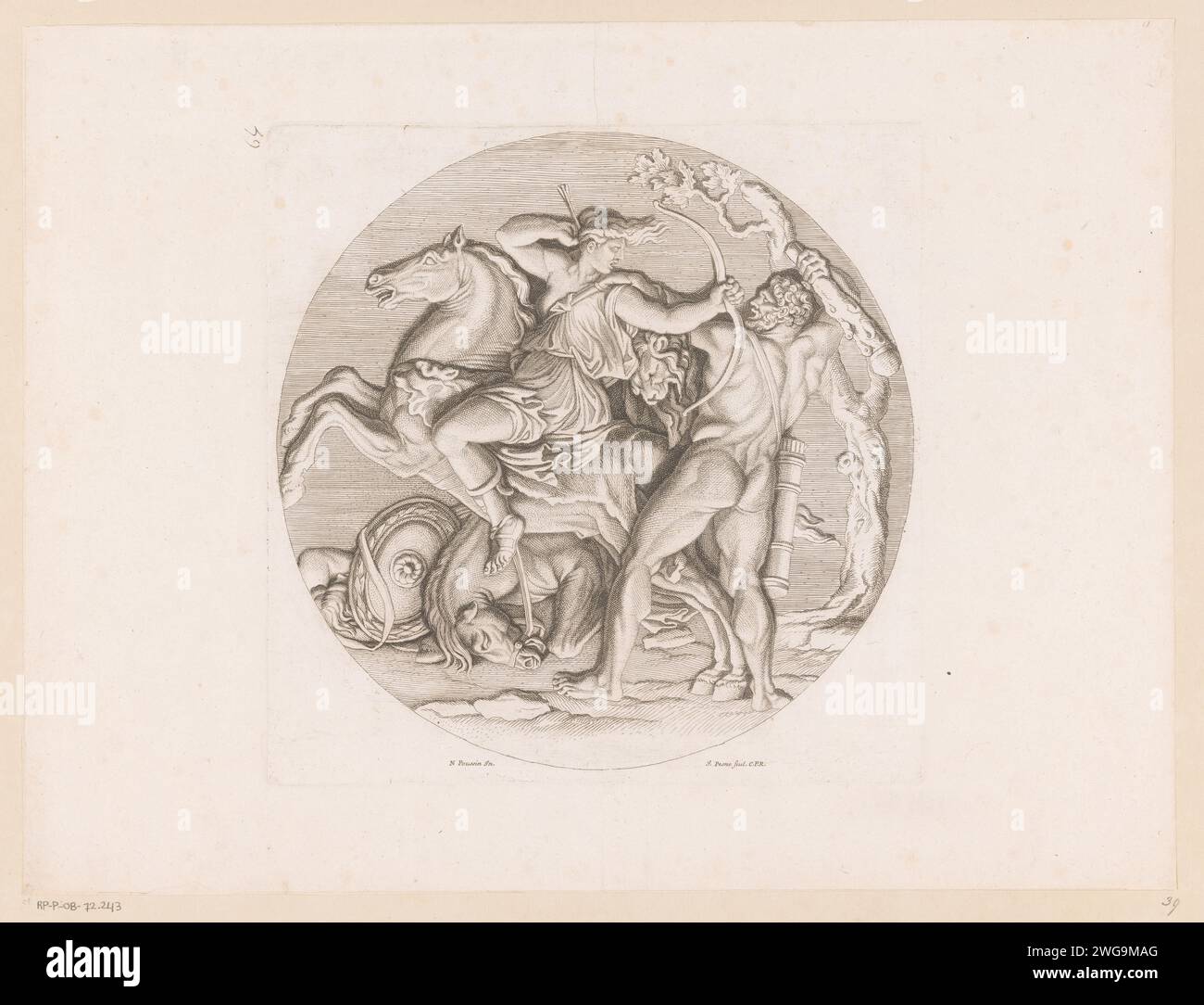 Hercules fights with the Amazons, Jean Pesne, After Nicolas Poussin ...