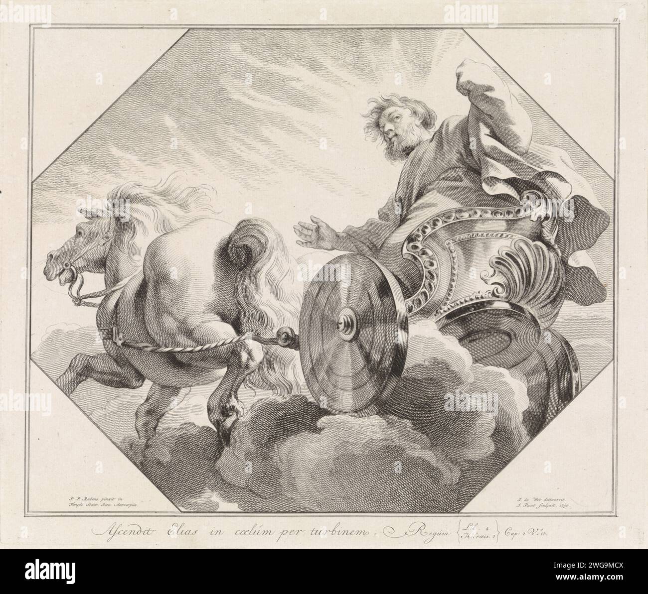 Ascension of Elia, Jan Punt, after Jacob de Wit, after Peter Paul ...