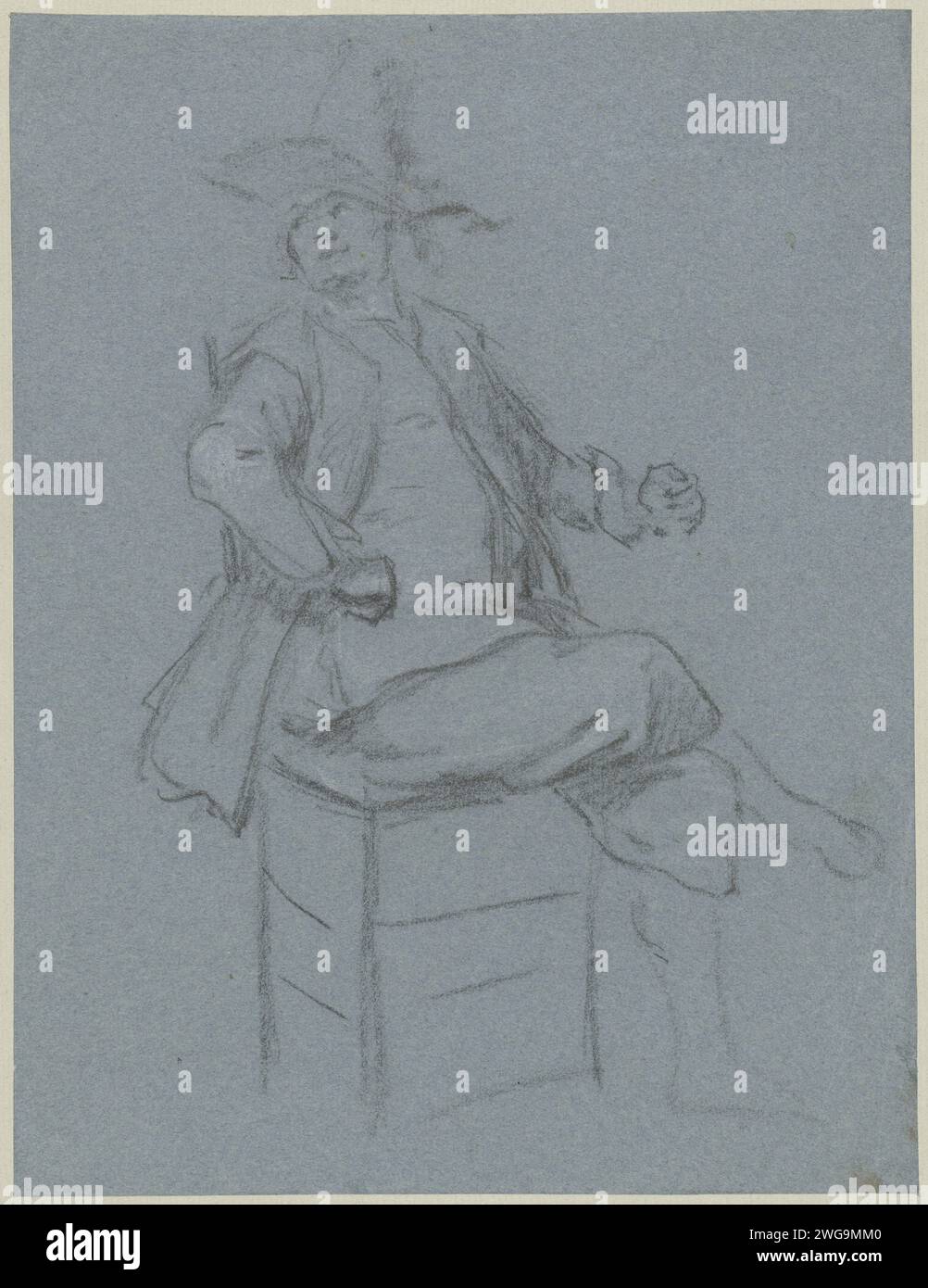 Seated Kwaker, three -quarters to the left with head, Cornelis Troost ...