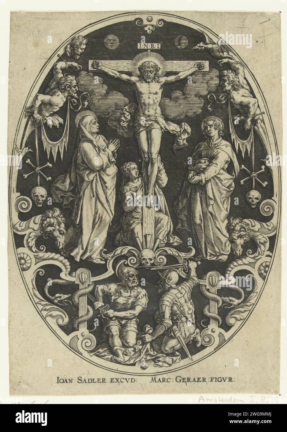 Crucified Christ with Mary, Mary Magdalena and John, 1560 - 1600 print Crucified Christ with ...