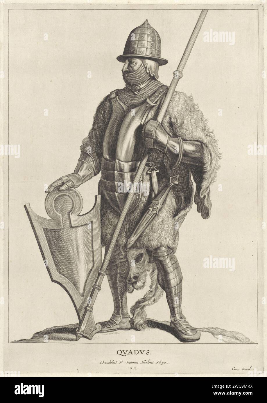 Quaden, Cornelis Wit (2), 1650 print Warrior of the Germanic people of ...