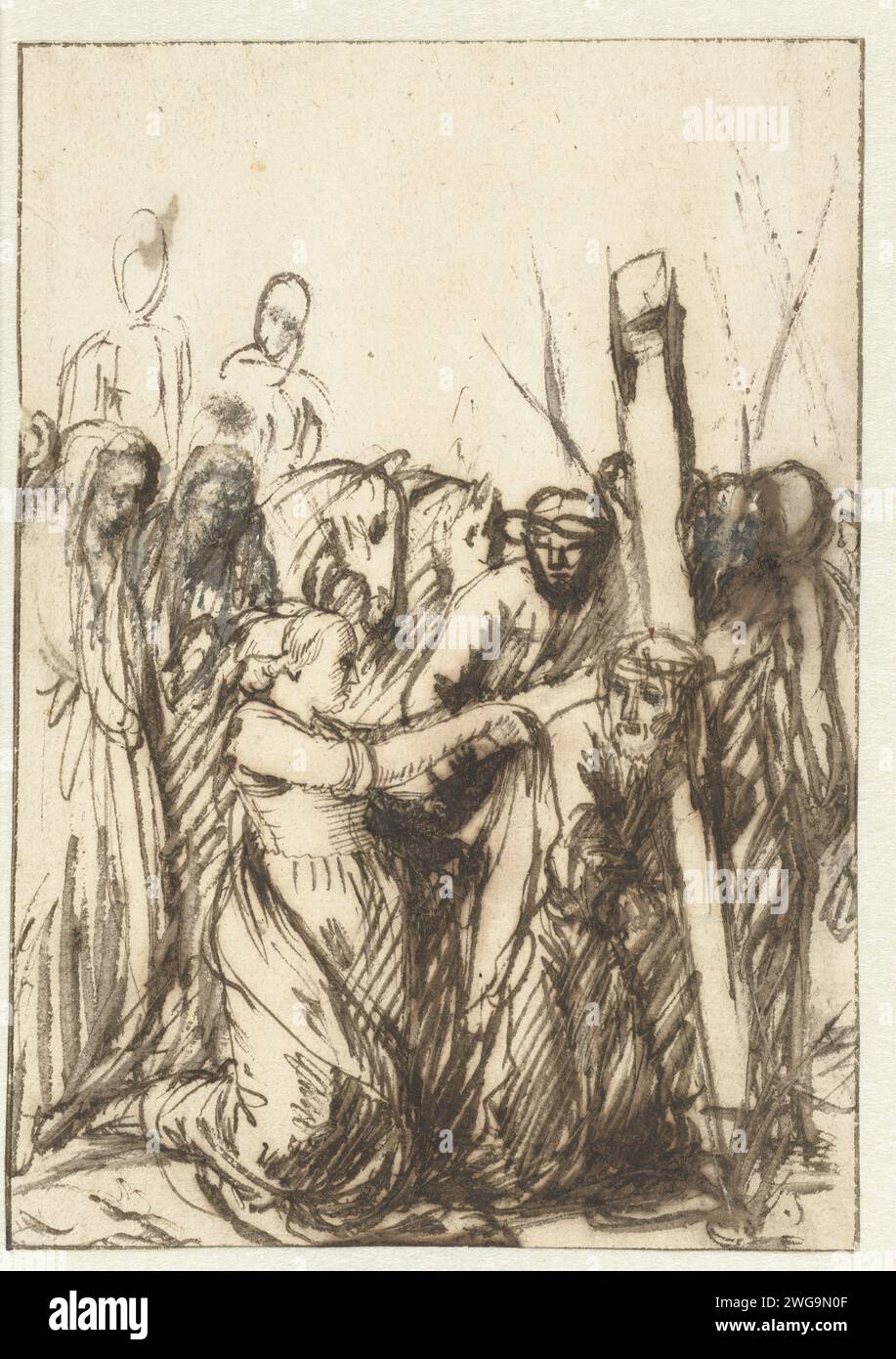 De Kruis support, Hendrick Goudt, 1580 - 1650 drawing paper. ink pen ...