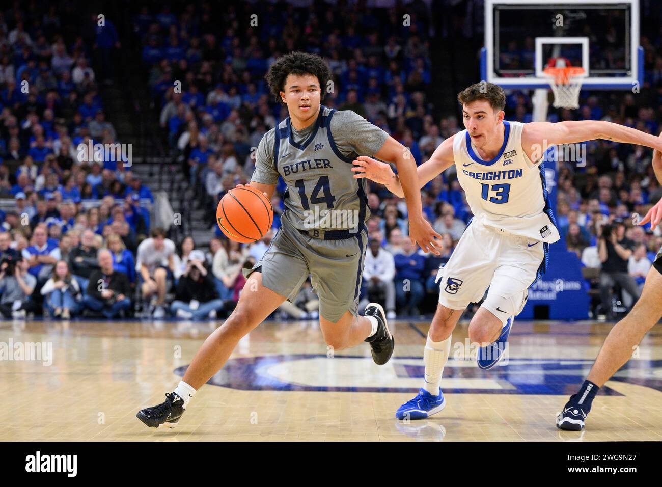OMAHA, NE - FEBRUARY 02: Butler Bulldogs guard Landon Moore (14 ...