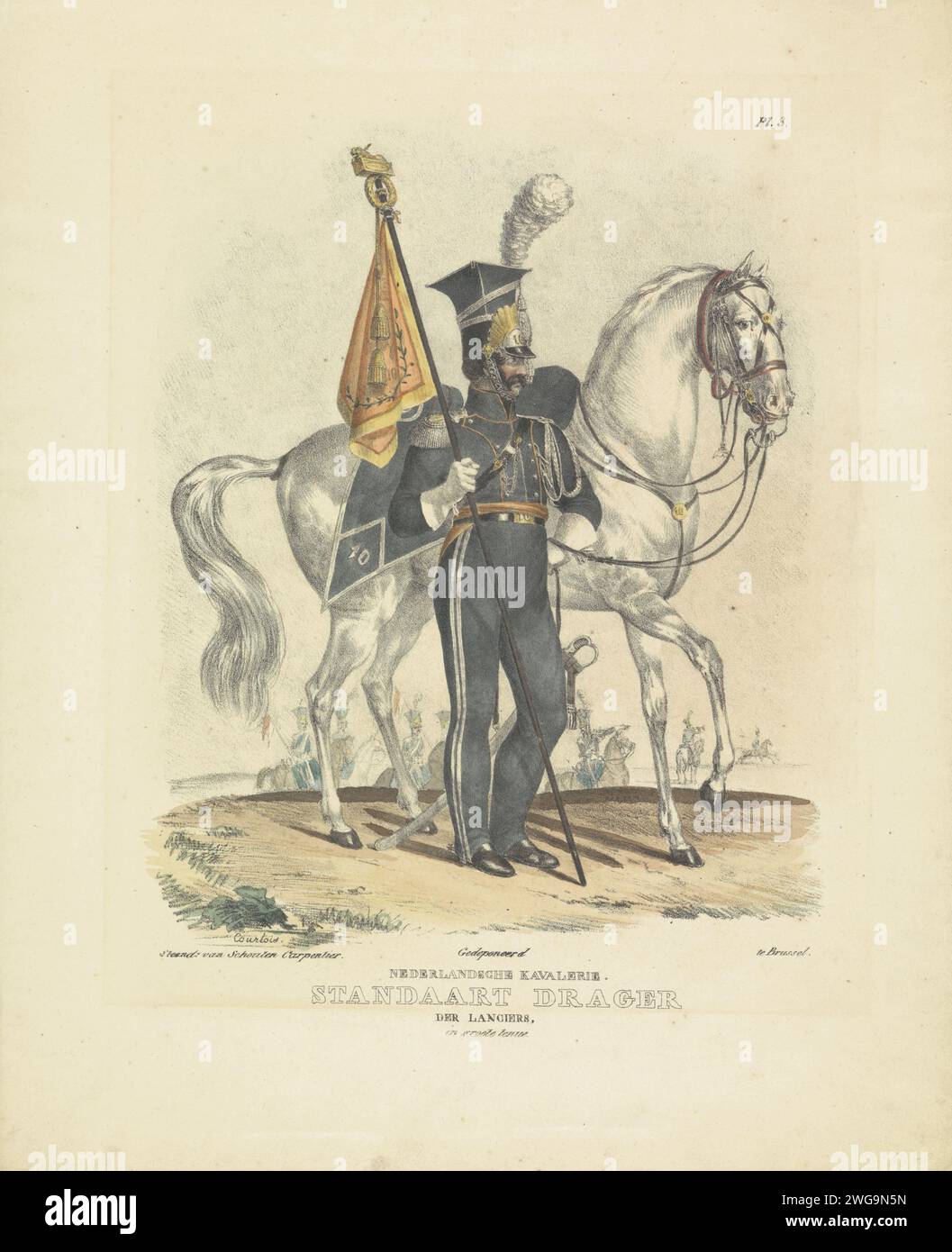 Standaarddrager in grote tenue, 1820-1825, A. Courtois, 1825 - 1827 ...