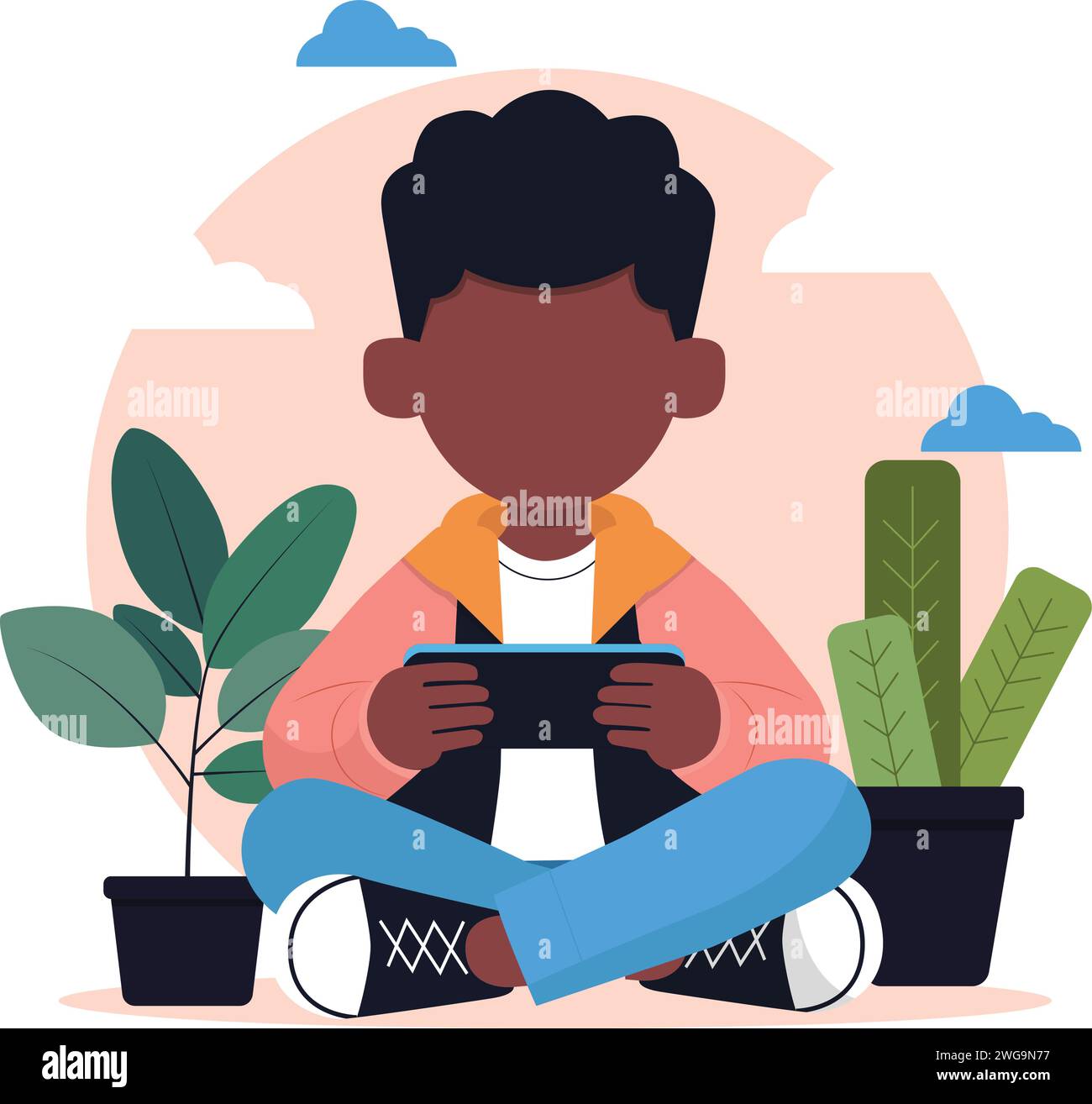 Boy playing phone Stock Vector Image & Art - Alamy