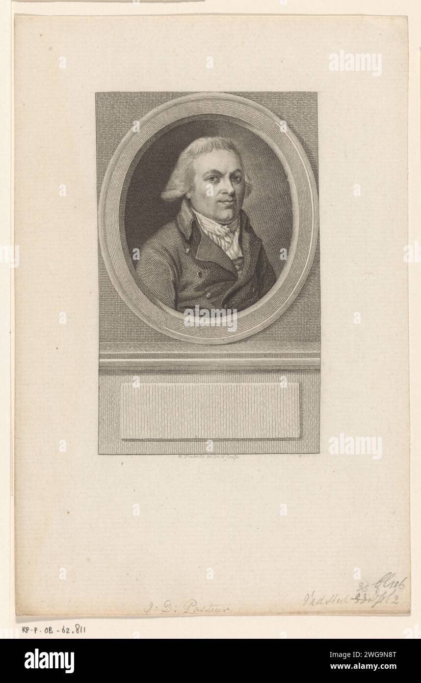 Portrait of Jan David Pasteur, Reinier Vinkeles (I), 1786 - 1809 print ...