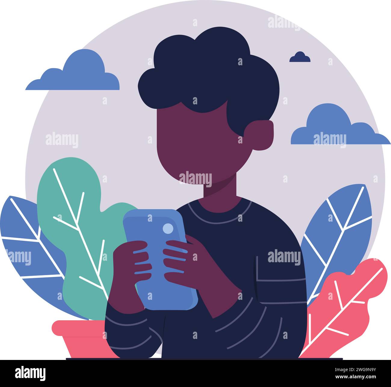 Boy playing phone Stock Vector Image & Art - Alamy