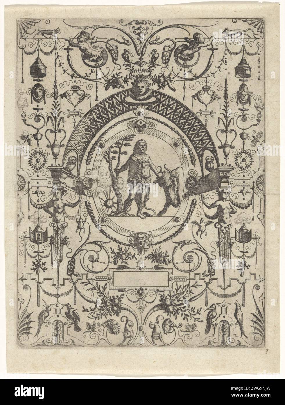 Oval cartouche with Hercules and the Ketenzian Bull, Johannes of Lucas ...