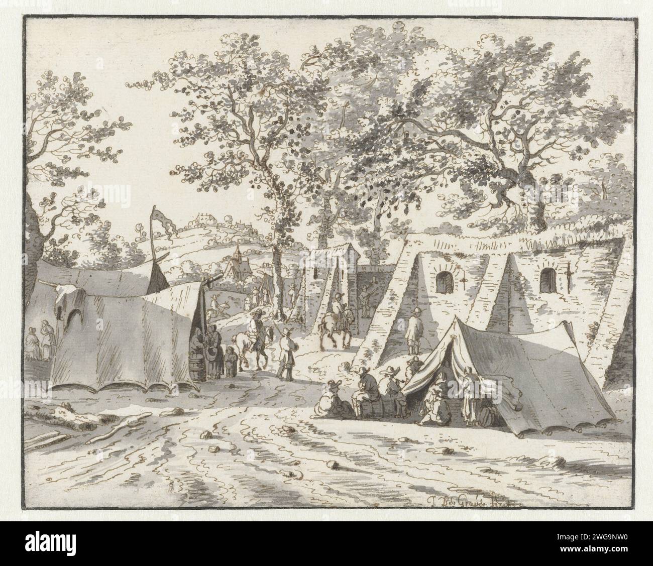 View of an Encampment of the Army of Willem III near Leuven, Josua de ...