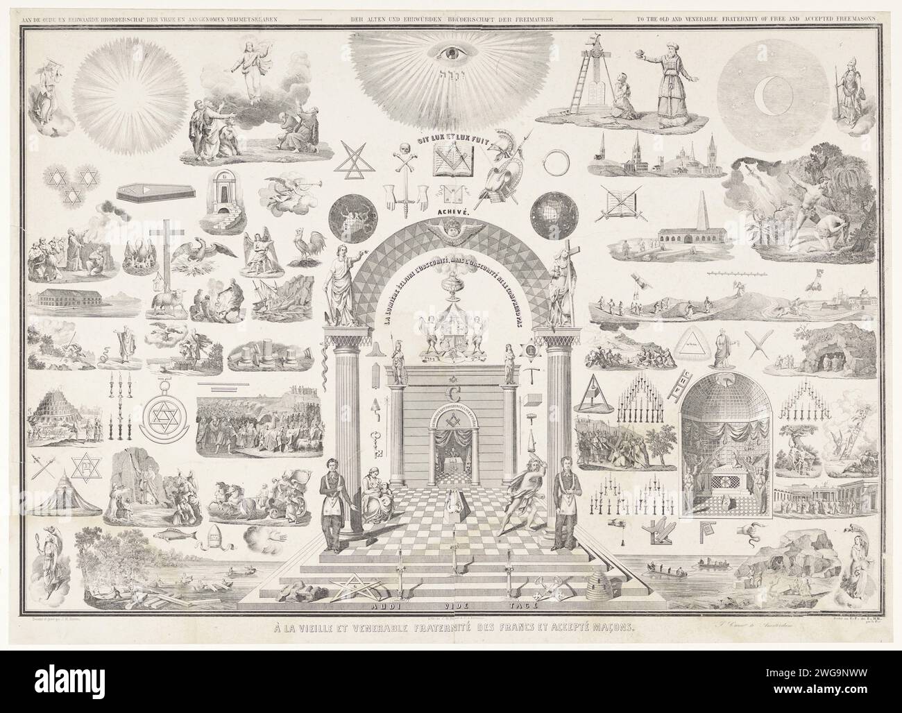 Allegory on Freemasonry, ca. 1850, 1845 - 1855 print Allegory of ...