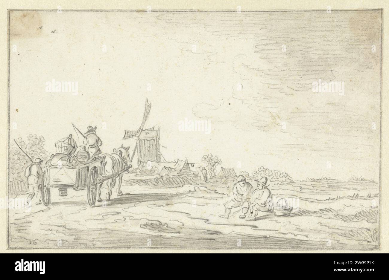 Landscape with farmer's cart, anonymous, after Jan van Goyen, 1606 ...